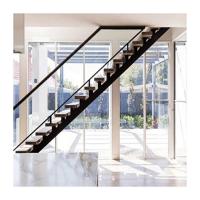 China Excellent quality prefab metal loft straight staircase cable railing outdoor wood stairs for sale