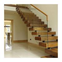 China Excellent quality prefab metal loft straight staircase cable railing outdoor wood stairs for sale