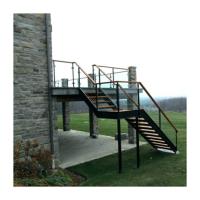 China New design rod railing straight staircases pretty wooden tread stairs for sale