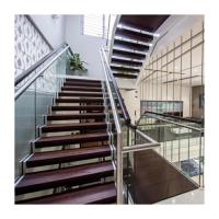 China New design rod railing straight staircases pretty wooden tread stairs for sale