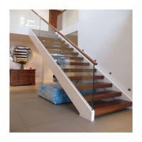 China New design rod railing straight staircases pretty wooden tread stairs for sale