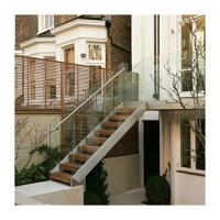 China New design rod railing straight staircases pretty wooden tread stairs for sale