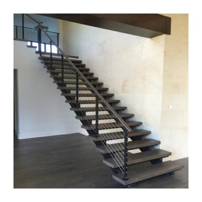 China Villa luxury straight staircase solid teak wood stairs for sale