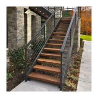 China Modern high quality metal straight staircase hight quality indoor wood stairs for sale