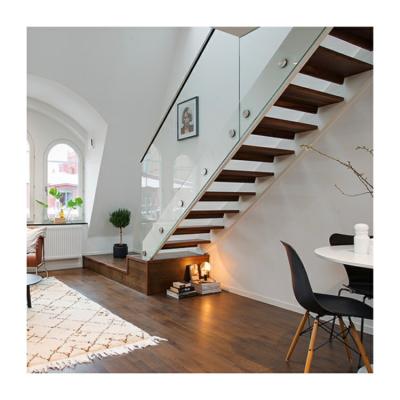 China Manufacturer 2 flights straight staircase used solid wood stairs for sale