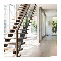 China After-sale warranty single stringer straight staircase building wood stairs for sale