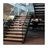 China After-sale warranty single stringer straight staircase building wood stairs for sale