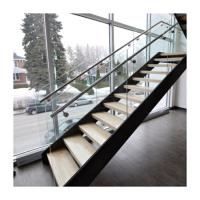 China Villa modern design straight staircase portable steel wood stairs for sale
