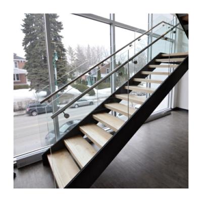 China Villa modern design straight staircase portable steel wood stairs for sale
