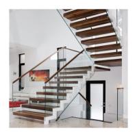 China Villa modern design straight staircase portable steel wood stairs for sale