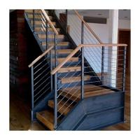 China Beautiful shape house straight staircase decorative steel wood stairs for sale