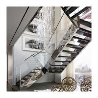 China Manufacturer simple cable railing straight staircase indoor solid wood stairs for sale