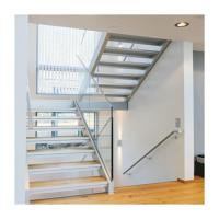 China Manufacturer simple cable railing straight staircase indoor solid wood stairs for sale