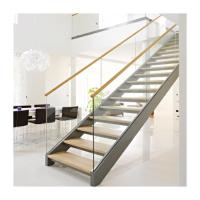 China Factory supply unique design straight staircase indoor beech wood treads stairs for sale