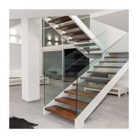 China Well made straight stairway design luxury wooden open stairs for sale