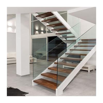 China Well made straight stairway design luxury wooden open stairs for sale