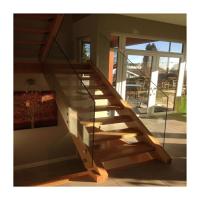 China Well made straight stairway design luxury wooden open stairs for sale