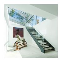 China Well made straight stairway design luxury wooden open stairs for sale