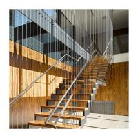 China Well made straight stairway design luxury wooden open stairs for sale