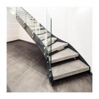 China Quality service modern indoor straight staircase loft steel wood stairs for sale