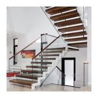 China Quality service modern indoor straight staircase loft steel wood stairs for sale