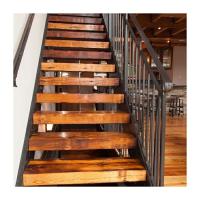 China Quality service modern indoor straight staircase loft steel wood stairs for sale