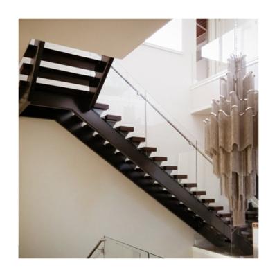 China Luxury design l-shaped straight staircase steel wood portable stairs for sale