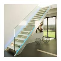 China Luxury design l-shaped straight staircase steel wood portable stairs for sale