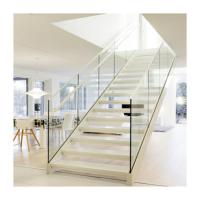 China Practical design straight stairs with center beam prefabricated wood stairs for sale