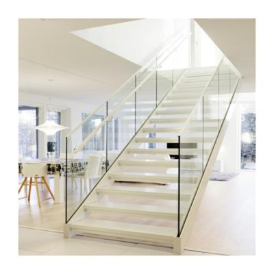 China Practical design straight stairs with center beam prefabricated wood stairs for sale