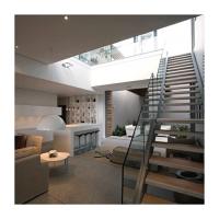 China Department glass straight stairs design outdoor wood stairs for sale