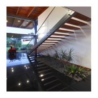 China Department glass straight stairs design outdoor wood stairs for sale