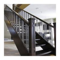 China Complete style straight steel staircase design wood loft stairs for sale