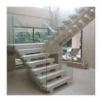 China Quality service straight stainless steel metal staircase central beam glass wood stairs for sale