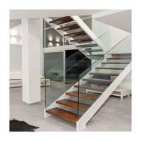 China General direct sales straight stairs price simple wooden tread stairs for sale