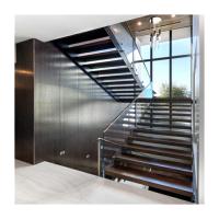 China General direct sales straight stairs price simple wooden tread stairs for sale