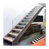 China Condominium cheap straight staircase indoor used solid wood treads stairs for sale