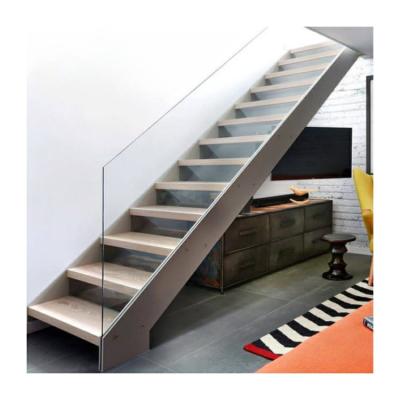 China Condominium cheap straight staircase indoor used solid wood treads stairs for sale