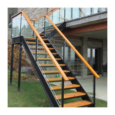 China Department outdoor straight staircase indoor used wood treads stairs for sale