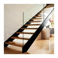 China Hotel modern indoor led straight staircase classical wood stairs for sale