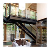 China Condominium straight stairs for interior solid wooden stairs for sale