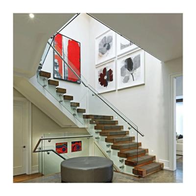 China Villa steel straight staircase oak wood tread stairs for sale