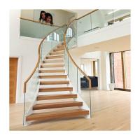 China Villa steel straight staircase oak wood tread stairs for sale