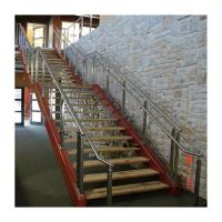 China Factory direct glass railing straight staircase natrual solid wood tread stairs for sale
