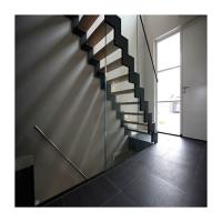 China Promotion straight stairs with glass railings wooden tread stairs for sale