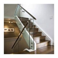 China Promotion straight stairs with glass railings wooden tread stairs for sale