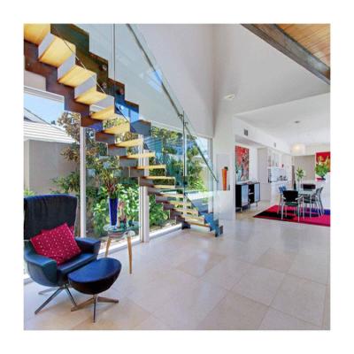 China Latest fashion straight floating staircase portable wooden stairs for sale