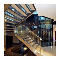 China Complete style single steel stringer straight staircase guangzhou glass wood stairs for sale