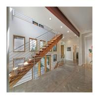 China Complete style single steel stringer straight staircase guangzhou glass wood stairs for sale