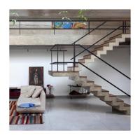 China Luxury design indoor white straight stairs wood box staircase for sale